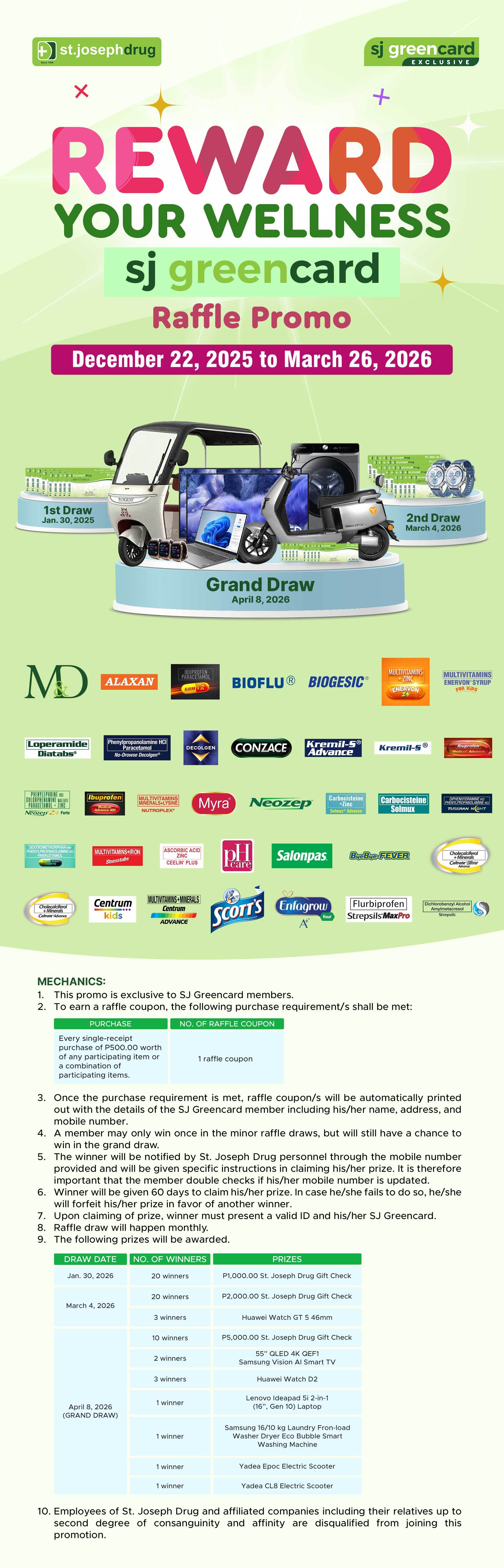 Reward Your Wellness SJ GREENCARD Raffle Promo - St. Joseph Drug ...